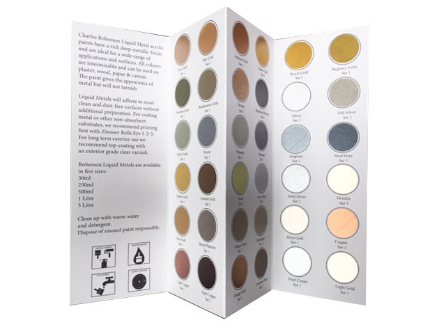 Roberson Liquid Metal Colour Chart Hand Made - Imitation Gold Paint and ...