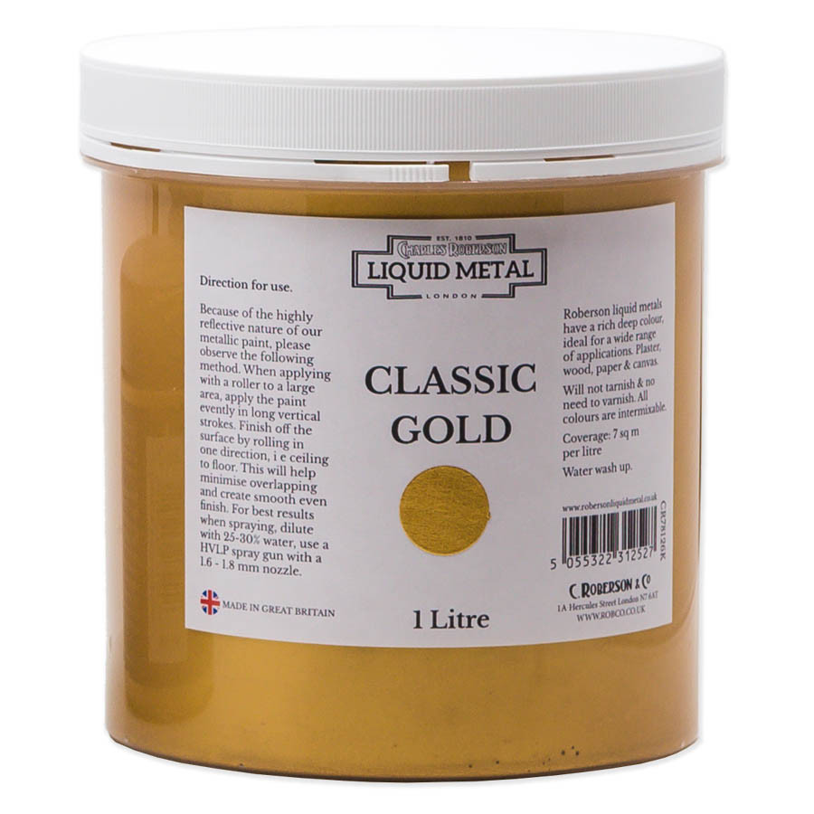 Roberson Liquid Metal 1Ltr - Imitation Gold Paint and Mediums - Gilding ...